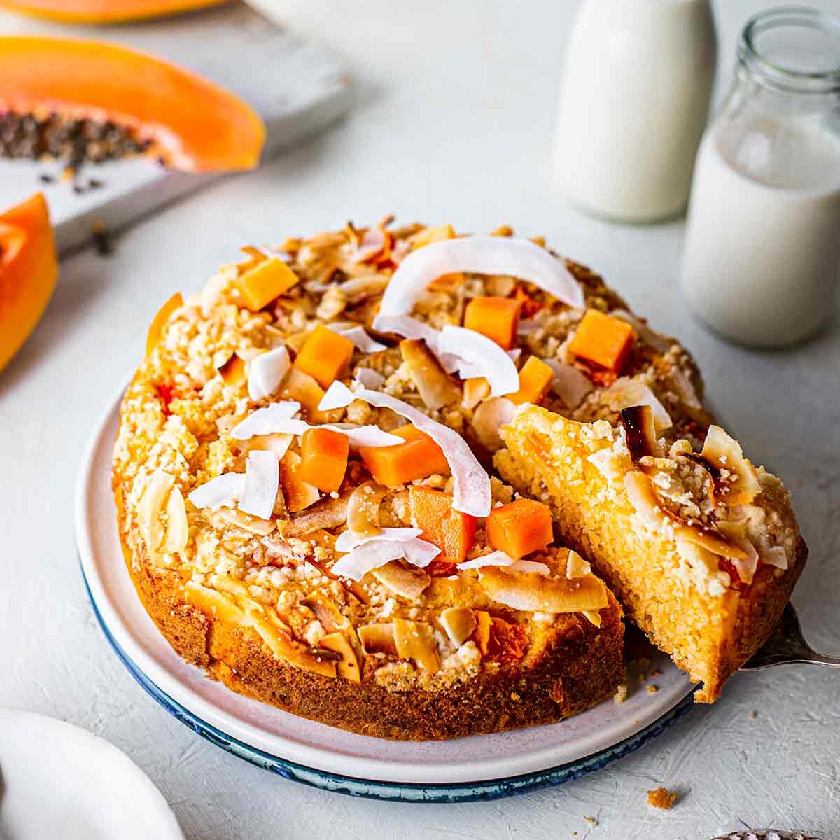 Papaya Cake with Crumb Topping - Rainbow Nourishments