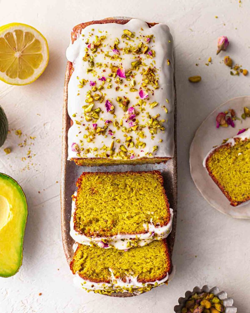 Vegan Pistachio Lemon Avocado Cake - Rainbow Nourishments