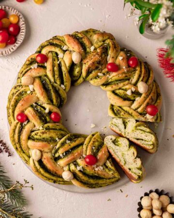 Vegan Pesto Bread Wreath - Rainbow Nourishments